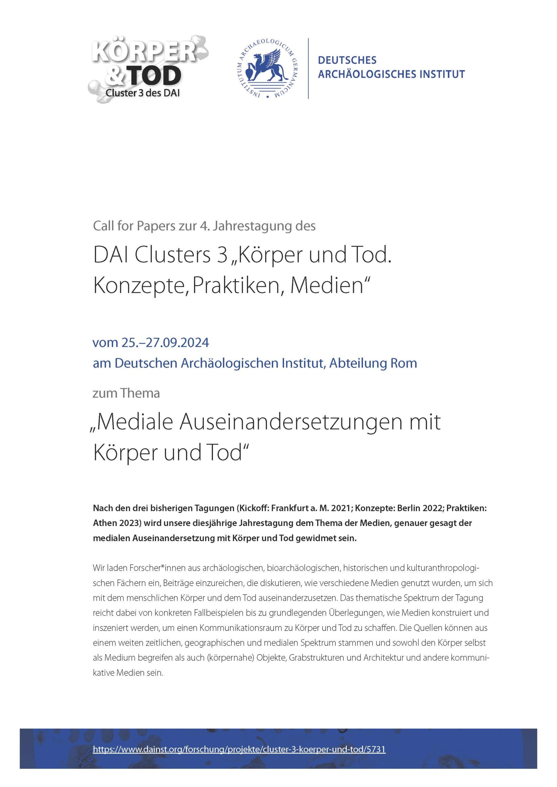 Mediale Auseinandersetzungen mit Körper und Tod – Jahrestagung in Rom ...