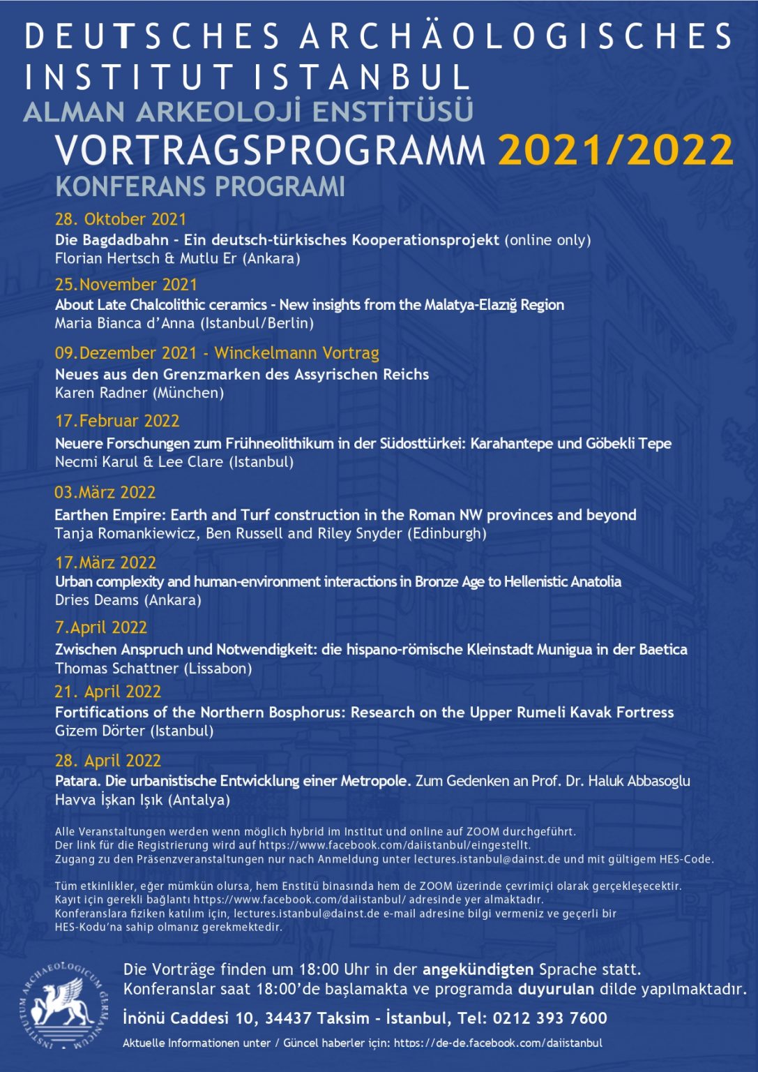 Lecture Programme 2021/ 2022 – DAİstanbul